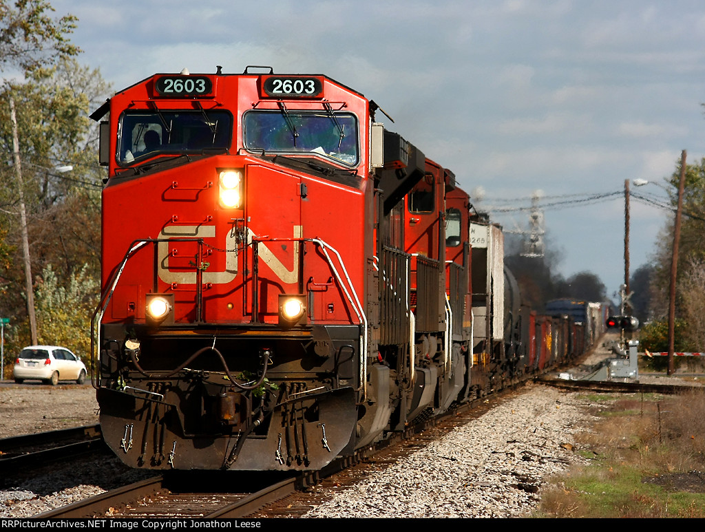 CN 2603 leads M393 west through Durand